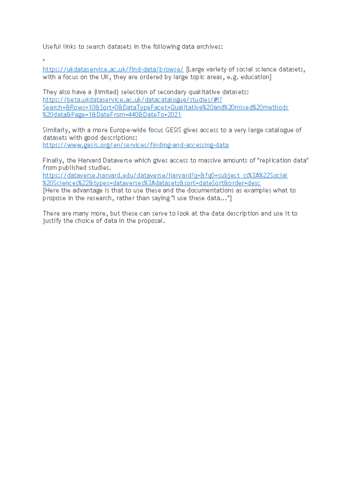 Data set - Dataset for writing the final research proposal - Useful ...