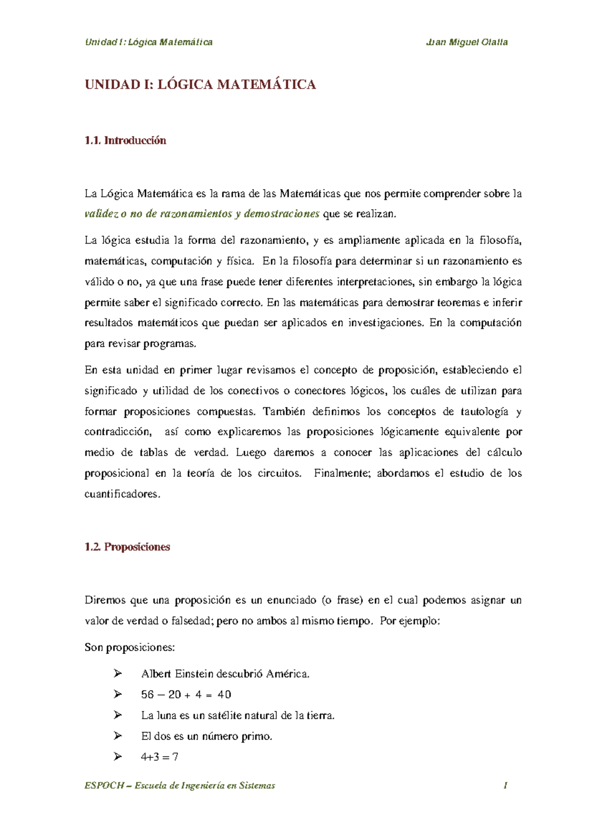 Unidad I Logica Matematica - UNIDAD I: LÓGICA MATEMÁTICA 1 ...