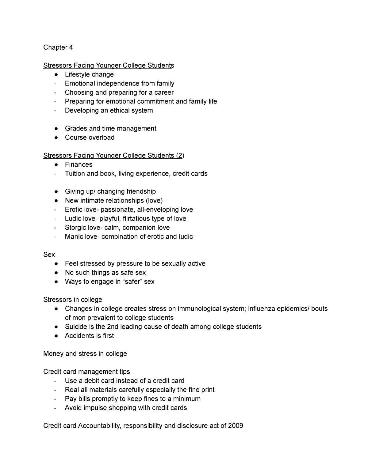 Stress Management Notes - Google Docs - Chapter 4 Stressors Facing ...
