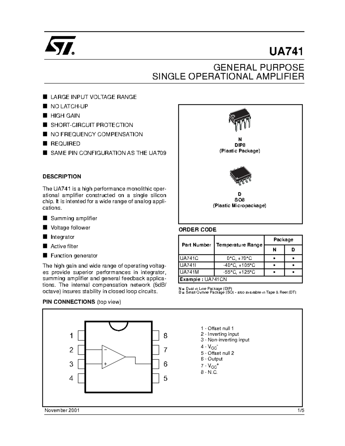 UA741 Op Amp - Descrizione Op Amp - ####### 1/ LARGE INPUT VOLTAGE ...