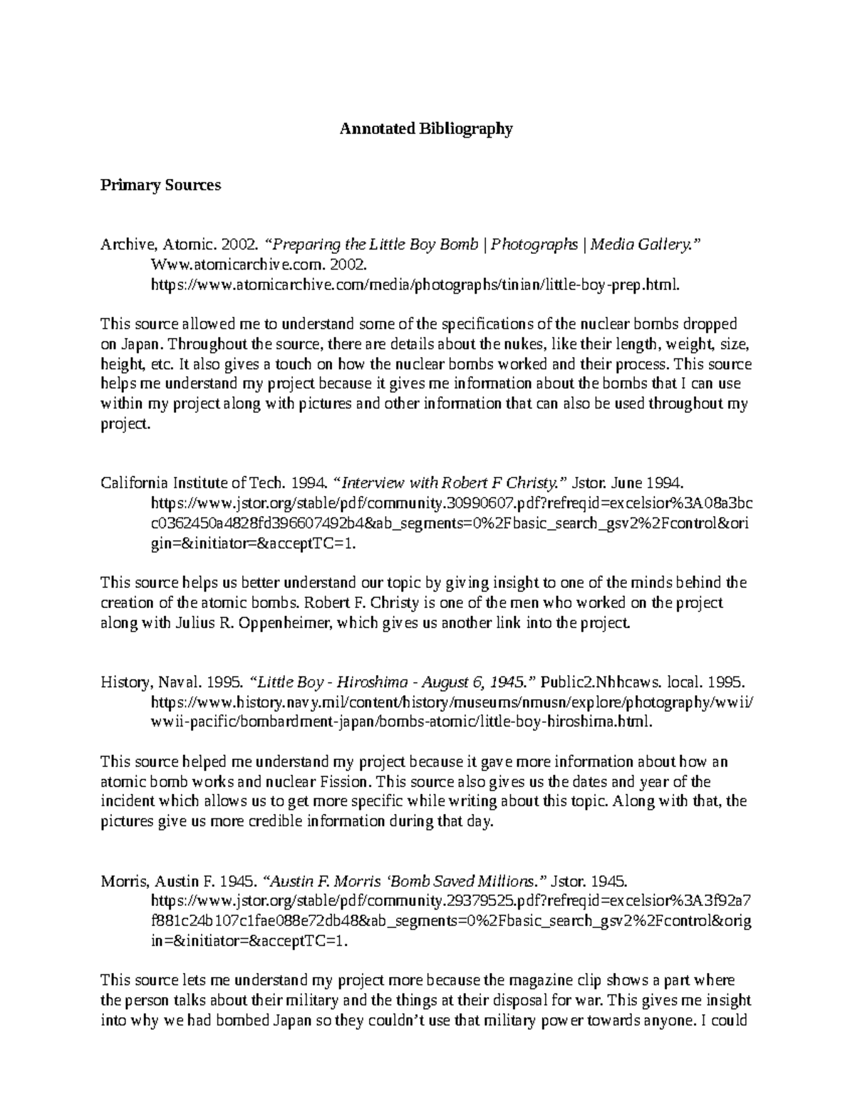 Annotated PT 1 My Bib NHD Preliminary Bibliography - Google Docs ...