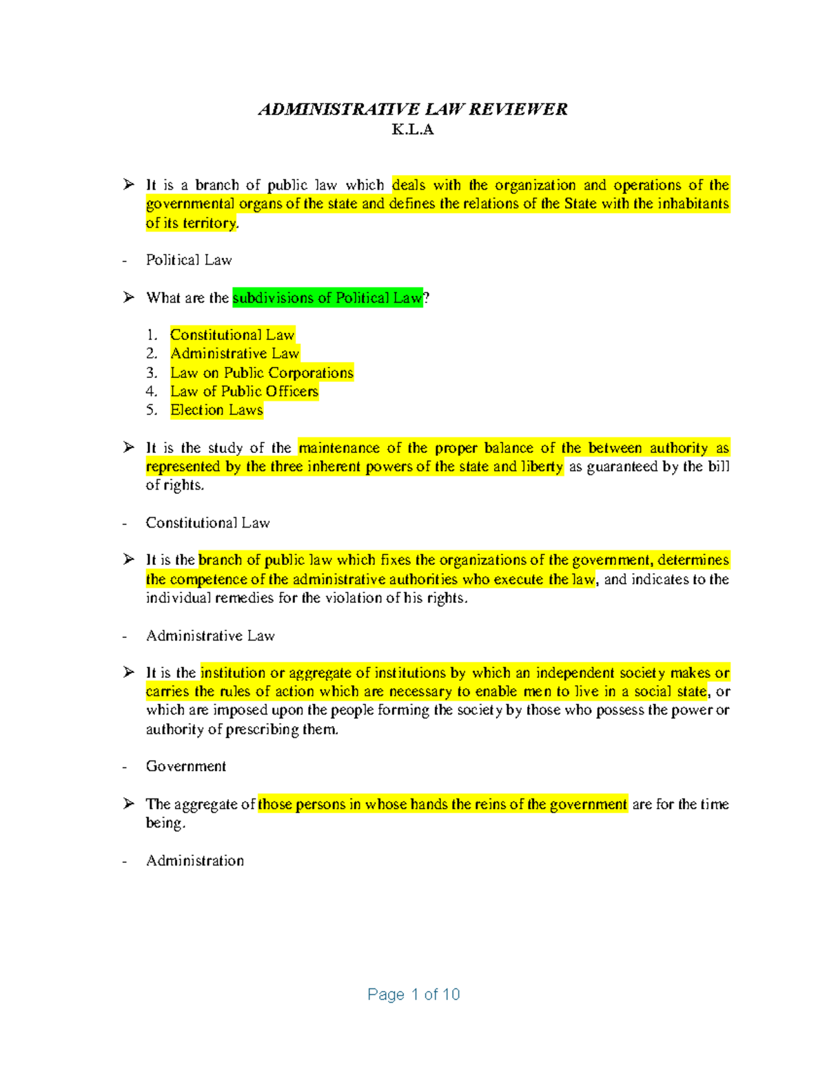 Administrative-Law-Reviewer - ADMINISTRATIVE LAW REVIEWER K.L It is a ...