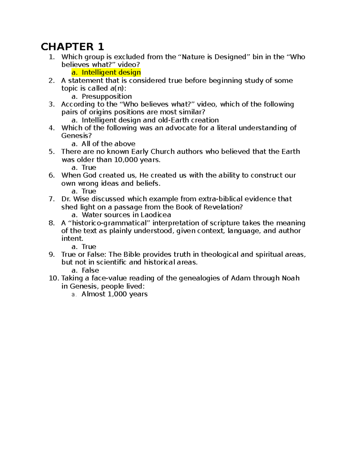 Chapter 1b Quiz Results - CHAPTER 1 Which group is excluded from the “Nature is Designed” bin in ...