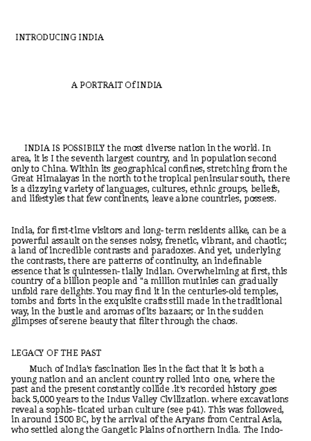 Introducing India - INTRODUCING INDIA A PORTRAIT Of INDIA INDIA IS ...