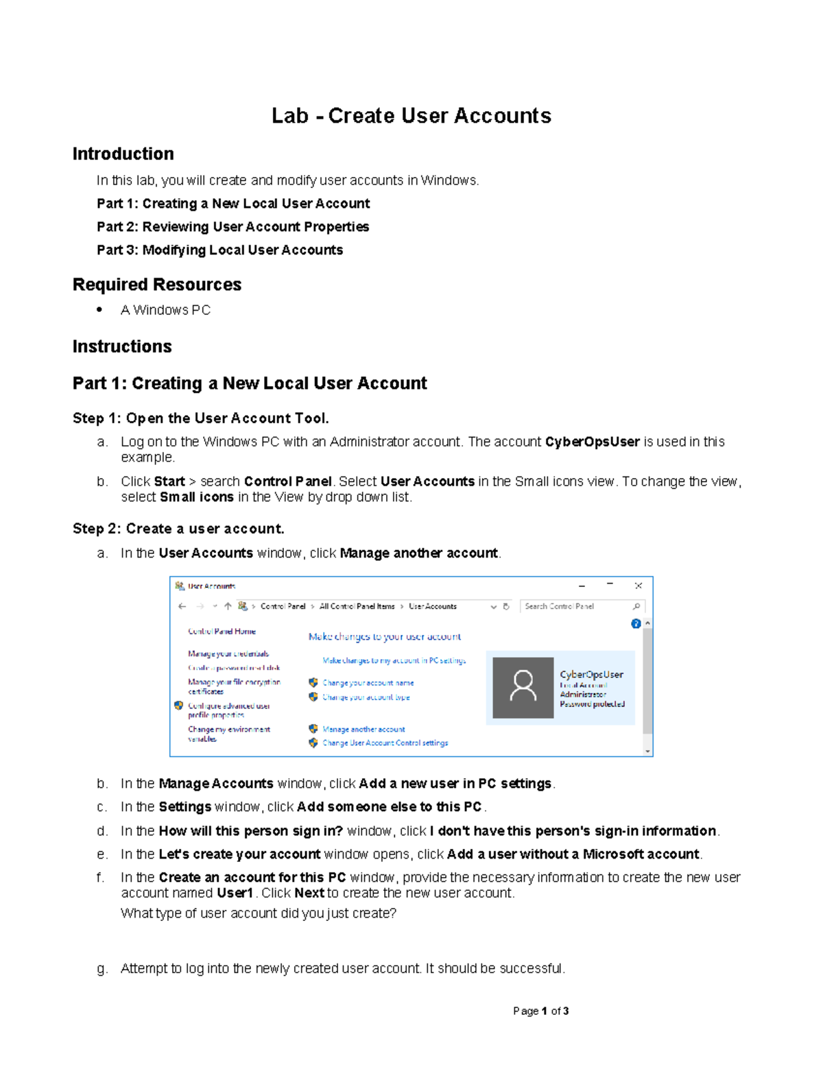Lab - Create User Accounts - Lab - Create User Accounts Introduction In this lab, you will ...