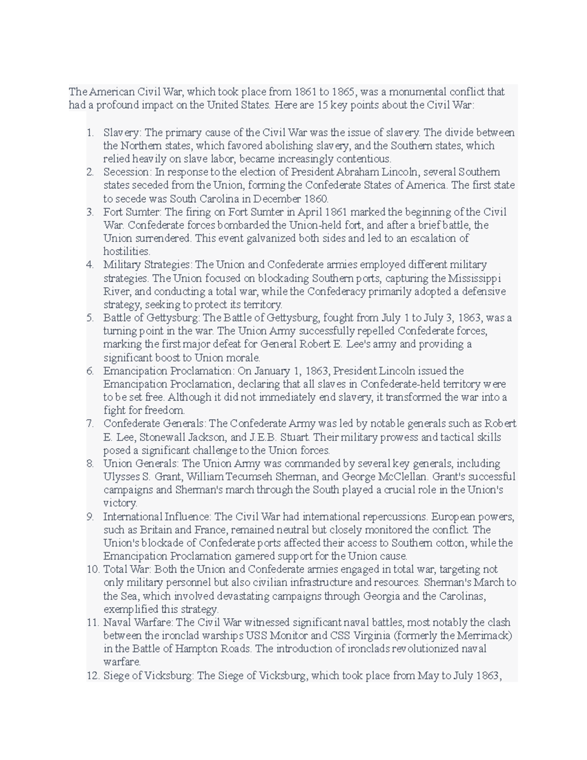 What We Know (Civil War) - The American Civil War, which took place ...