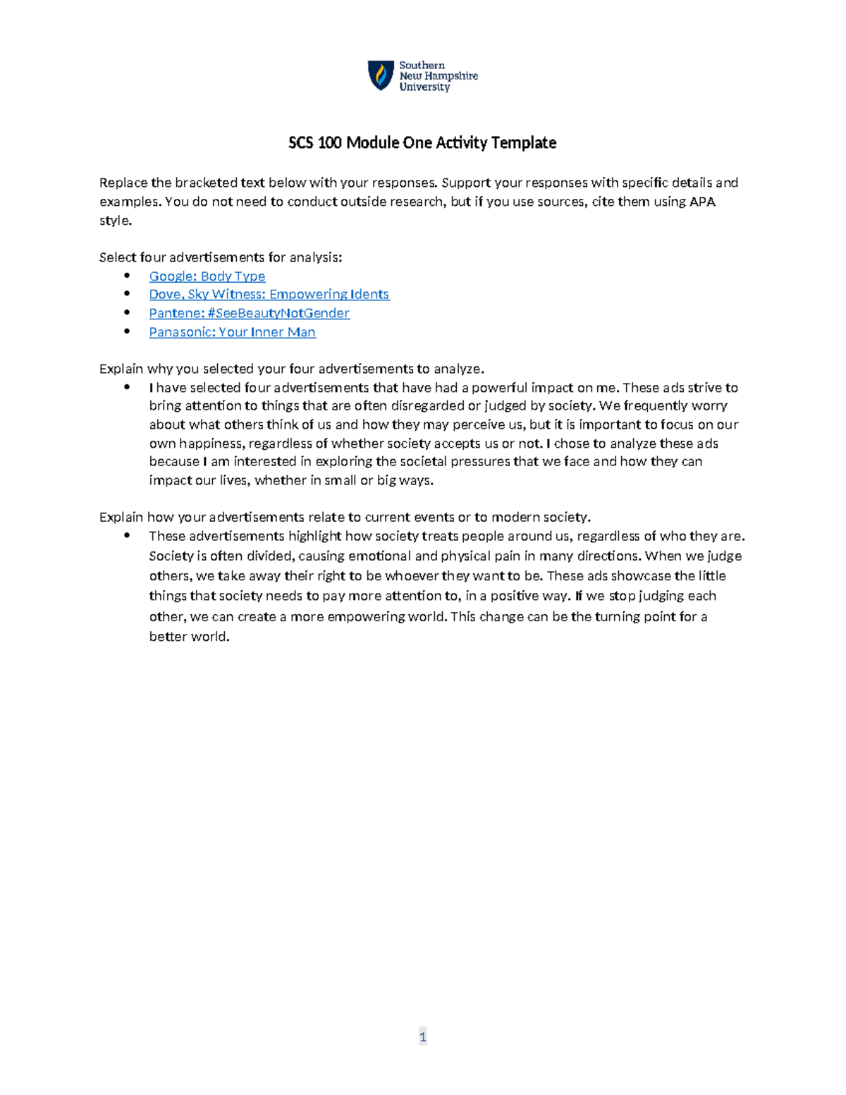 SCS 100 Module One Activity Template - SCS 100 Module One Activity ...