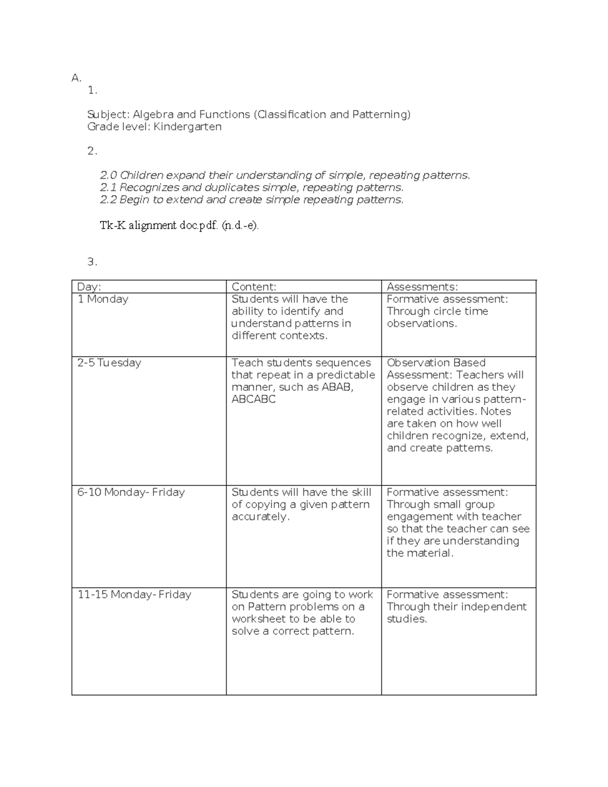 Task 1 - Task 1 - A. 1. Subject: Algebra and Functions (Classification ...
