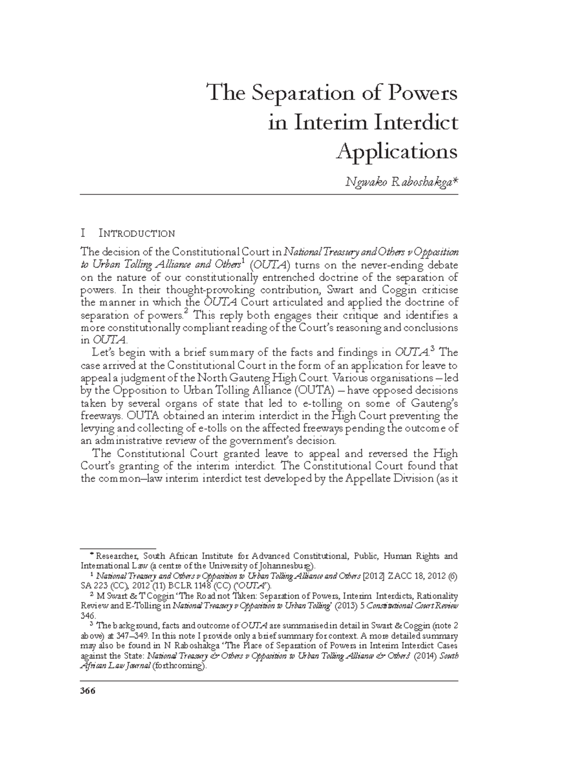 22 - Journal 23 mdl cls - The Separation of Powers in Interim Interdict ...