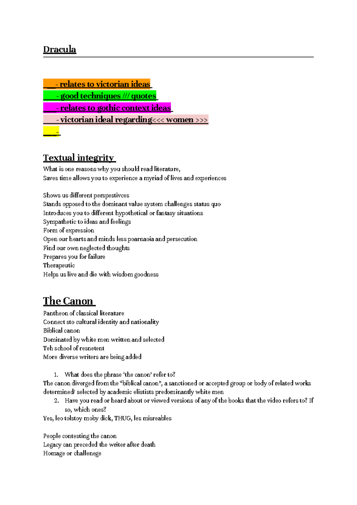 Dracula- unit 3 yr 10 - Dracula __- relates to victorian ideas ...