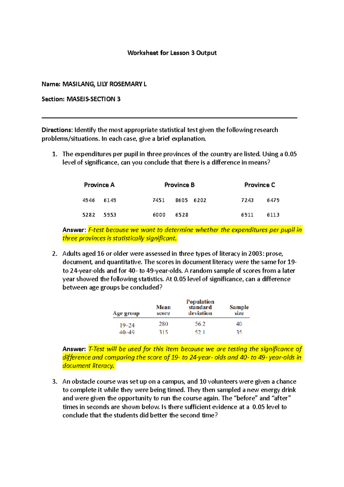 Worksheet for Lesson 3 Output ( Produce) - Worksheet for Lesson 3 ...