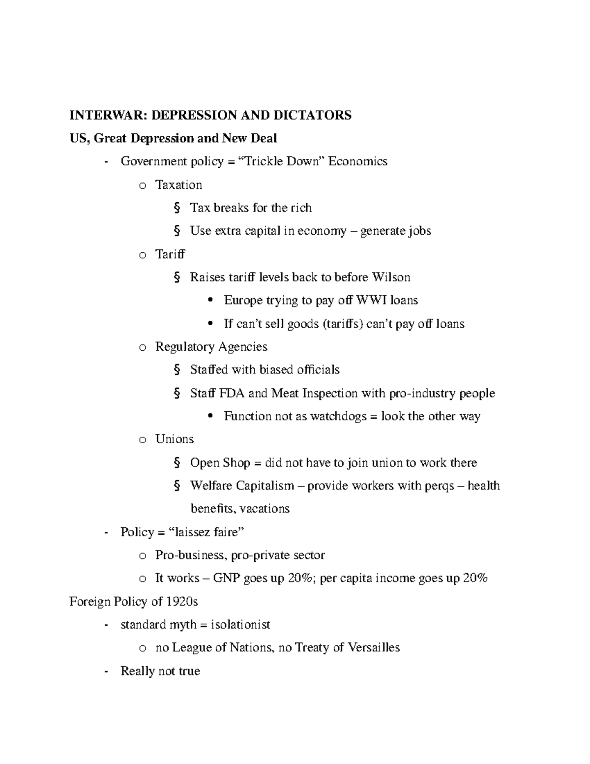 Totalitarianism lecture - INTERWAR: DEPRESSION AND DICTATORS US, Great ...