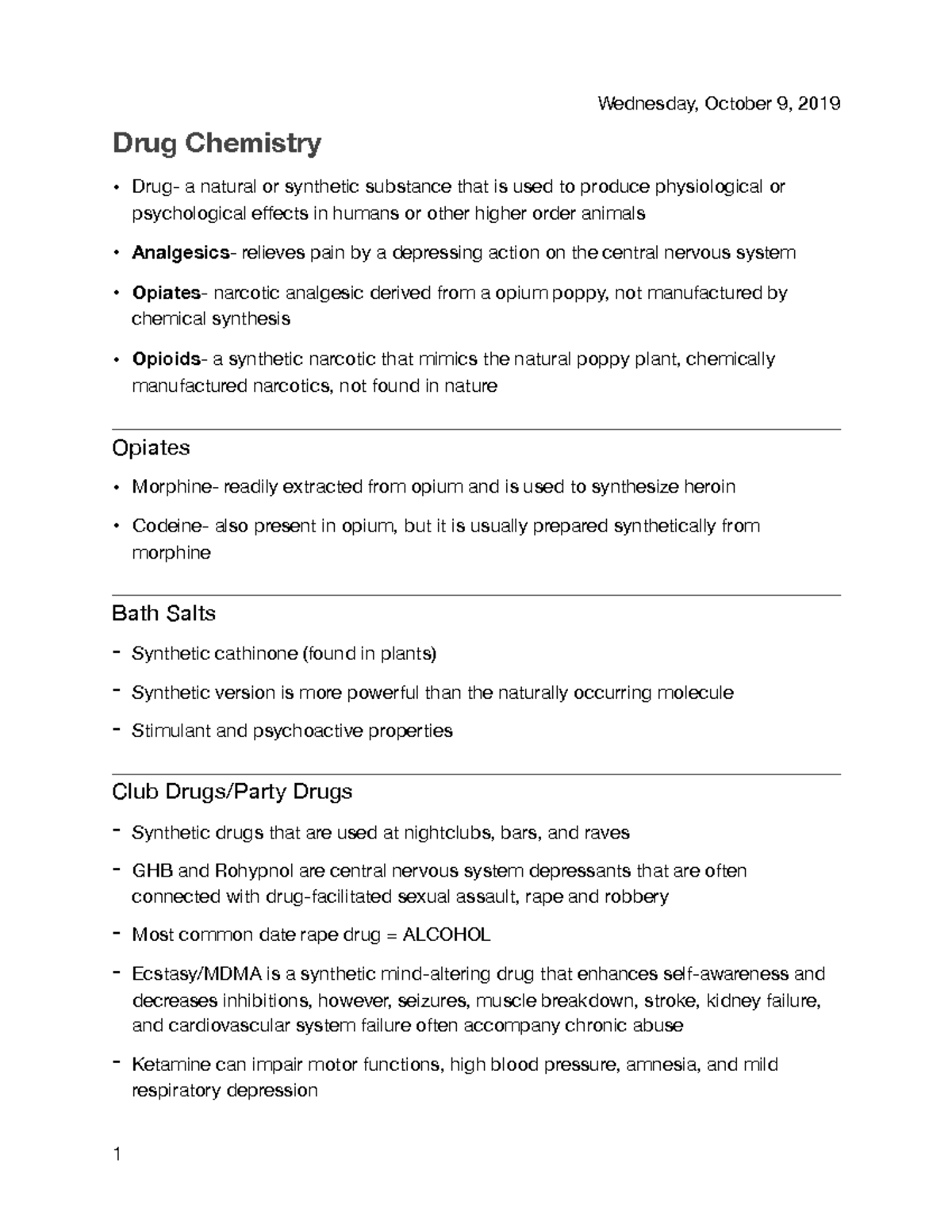 DRUG Chemistry - Lecture notes Unit 2 - Drug Chemistry • Drug- a ...