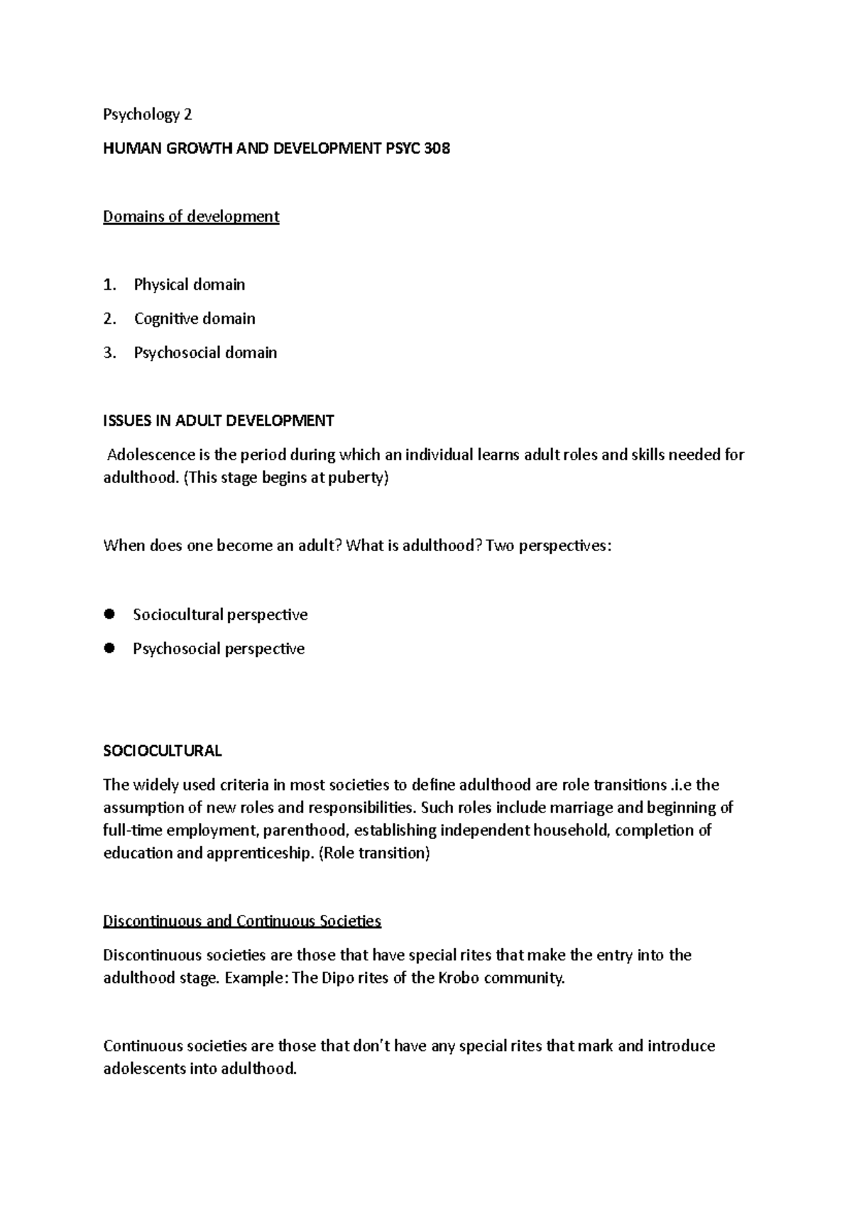 Psychology concise notes on adulthood and aging - UG - Studocu