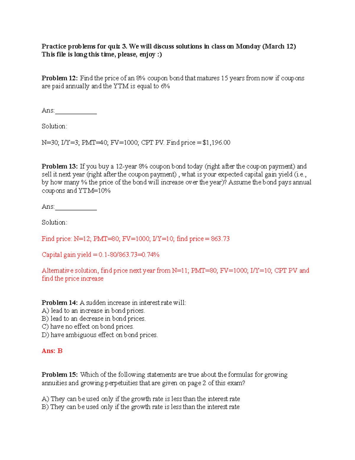 Financial Accounting study note cp - Practice problems for quiz 3. We ...