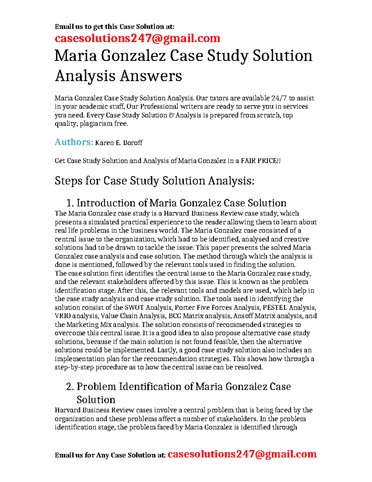 SOLUTION Maria Gonzalez Case Study - casesolutions247@gmail Maria Gonzalez Case Study Solution ...