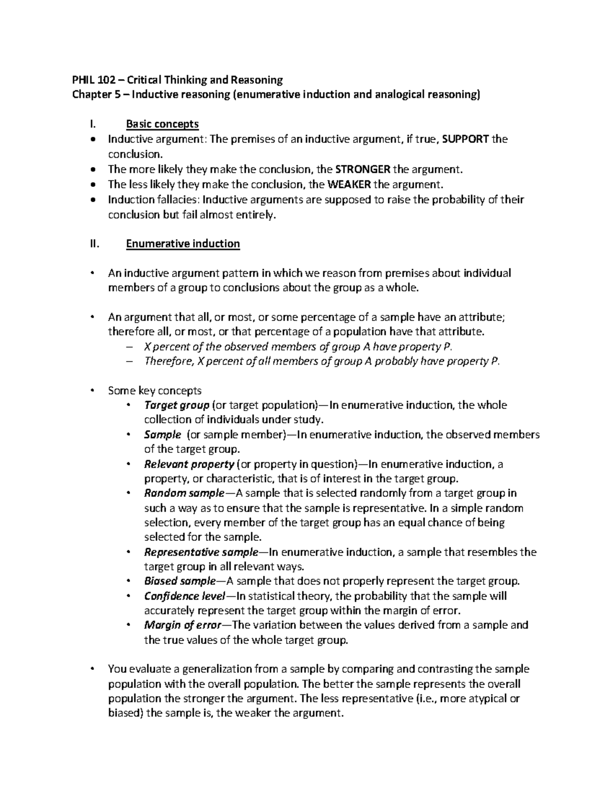 Chapter 5 - I took a 6 week course philosophy in summer - **PHIL 102 3 ...