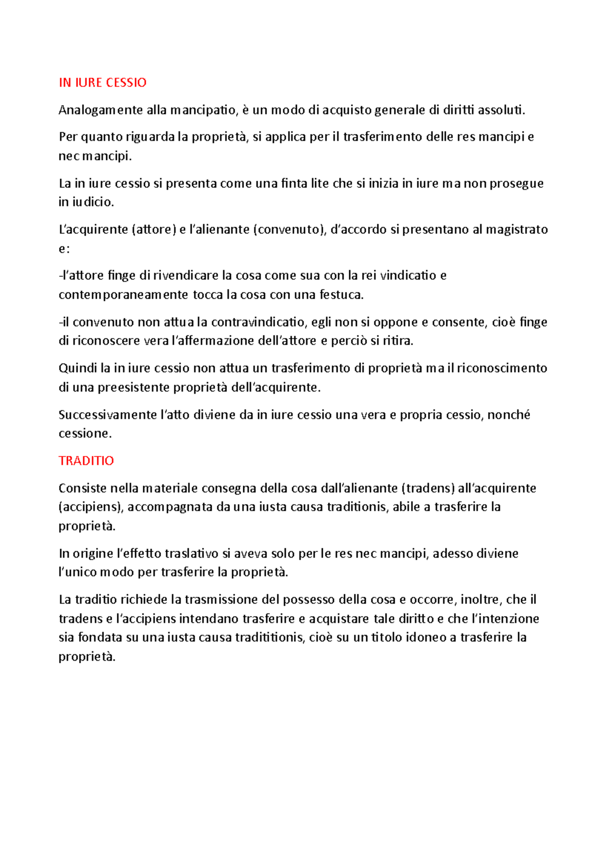 IN IURE Cessio - Appunti di lezione 3 - IN IURE CESSIO Analogamente ...