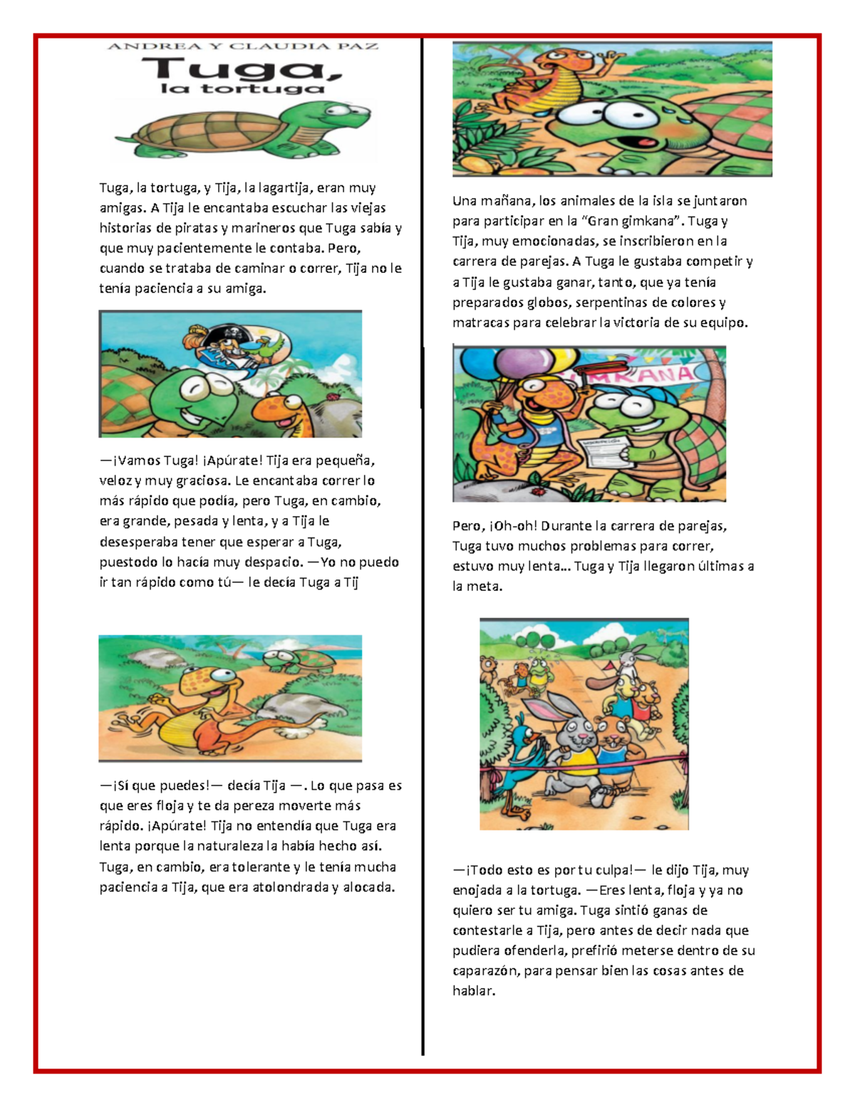 Cuento TUGA LA Tortugasad - Tuga, la tortuga, y Tija, la lagartija ...