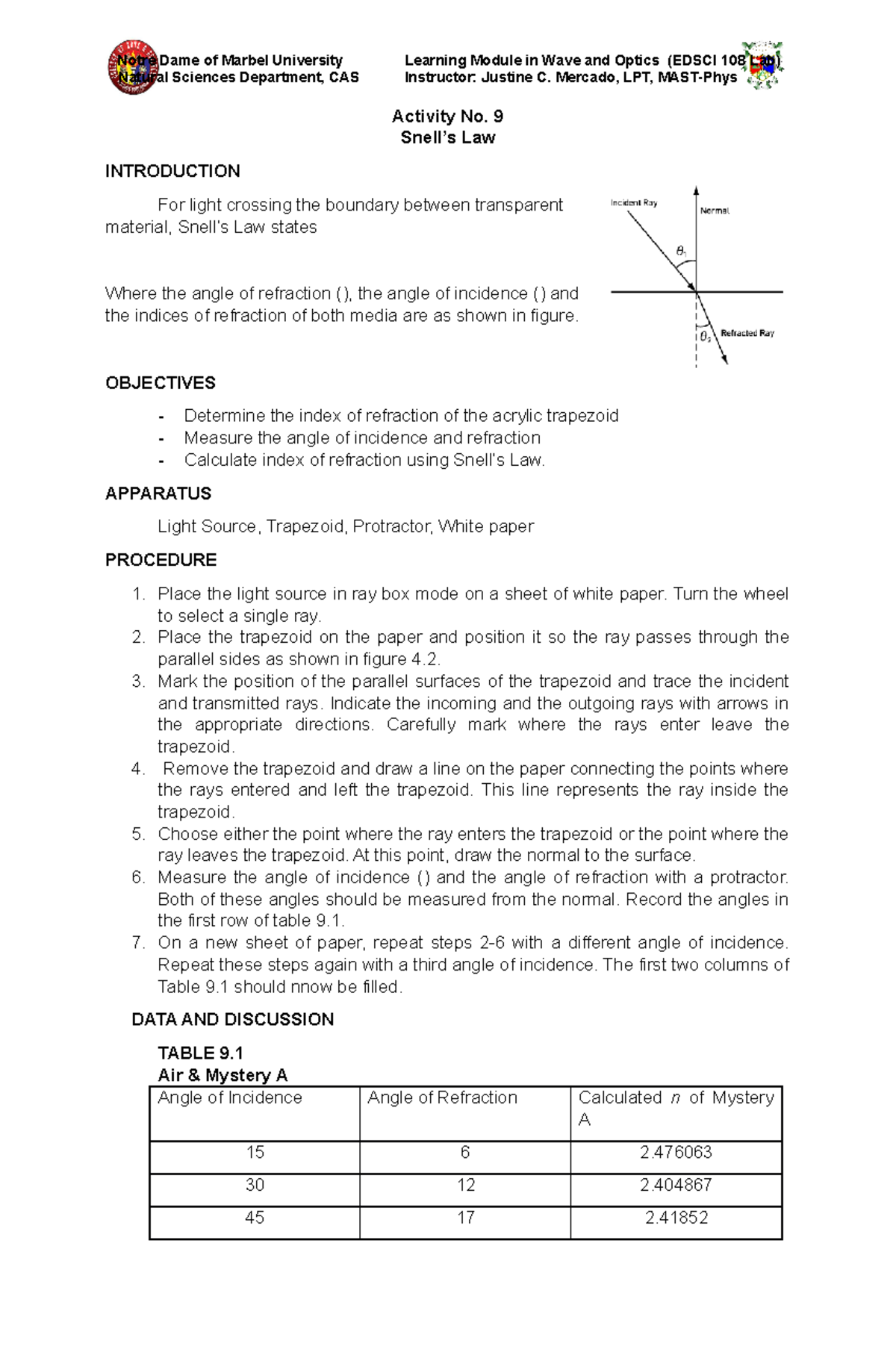 Edsci 108 - Module 9 - Very Basic lecture Notes - Notre Dame of Marbel ...