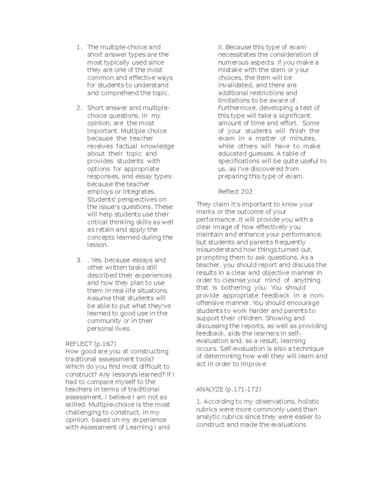 EP 13 - 1. The multiple-choice and short answer types are the most ...