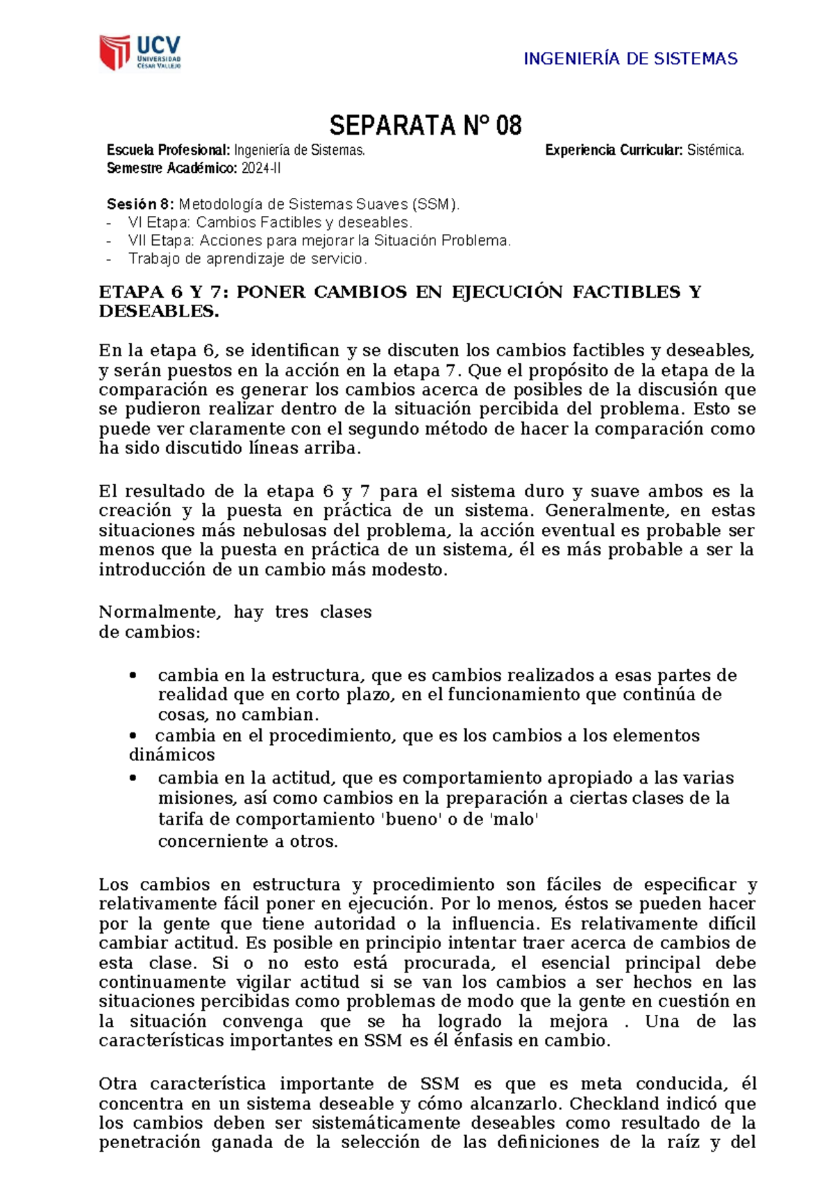 Material Separata 08 MSS Etapas VI y VII - INGENIERÍA DE SISTEMAS SEPARATA N° 08 Escuela - Studocu