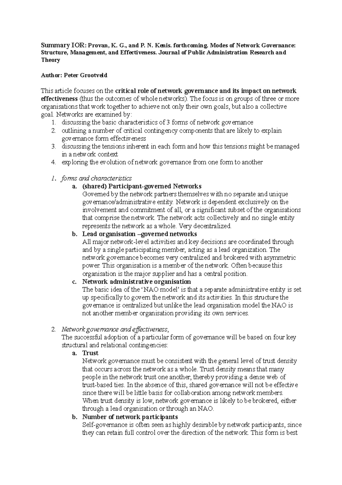 25. Provan & Kenis (2008 ) Modes Of Network Governance - Summary IOR ...