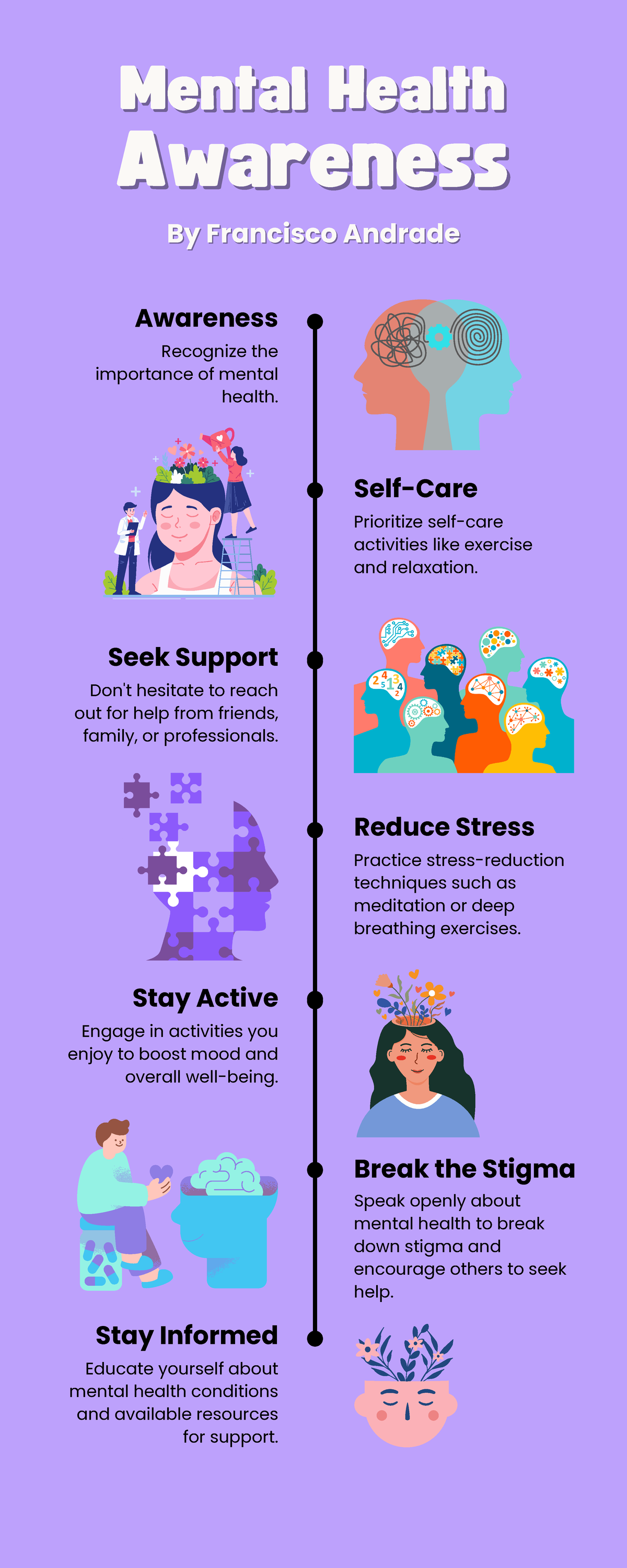 Purple Illustrative Mental Health Awareness Informational Infographic ...