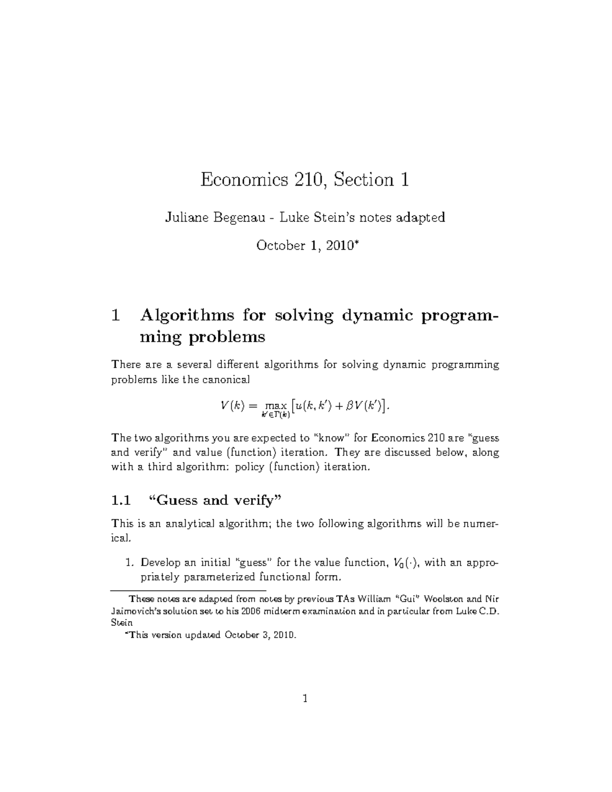 Section 1 210 - econ 101 - Economics 210, Section 1 Juliane Begenau ...