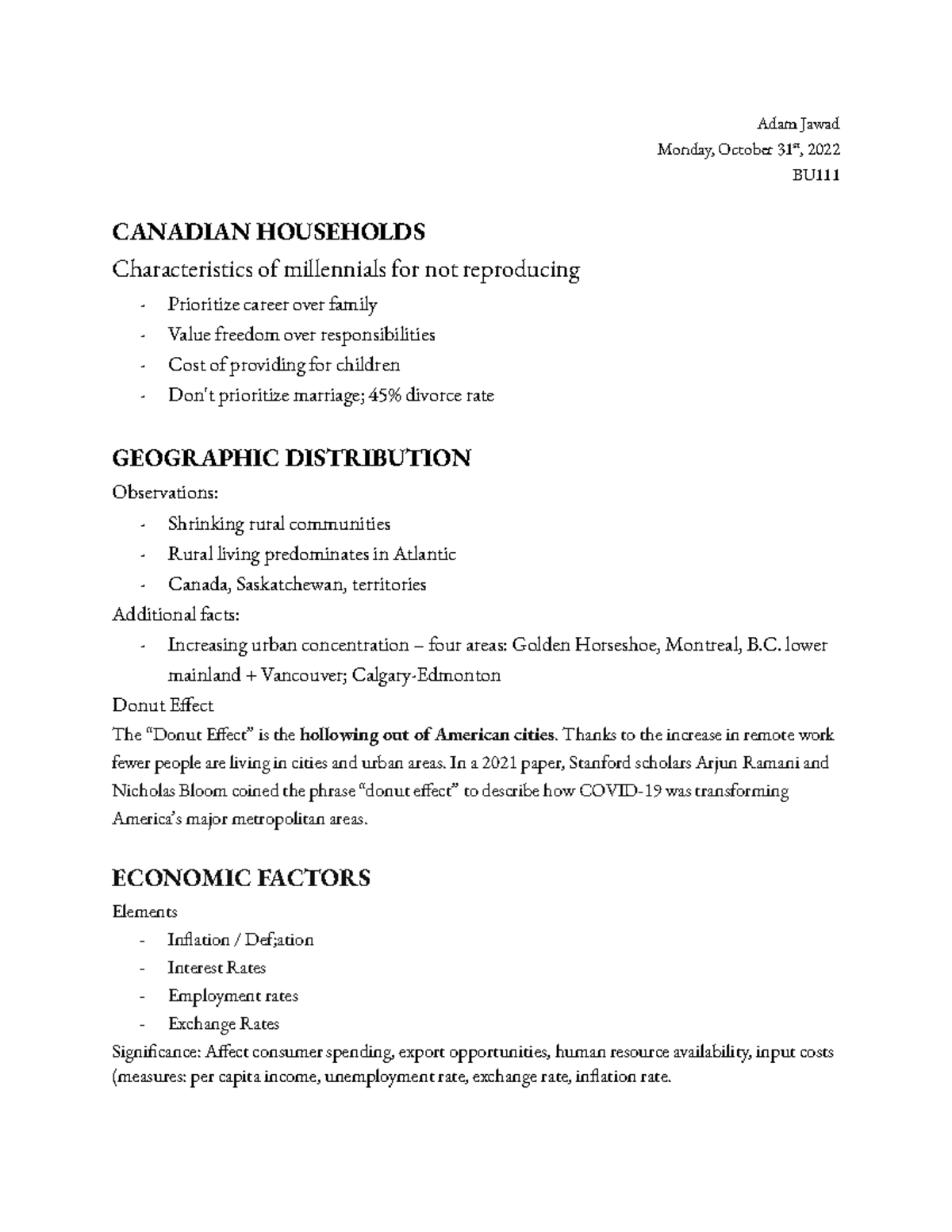 Adam Jawad - Economic Factor notes - Adam Jawad Monday, October 31st ...