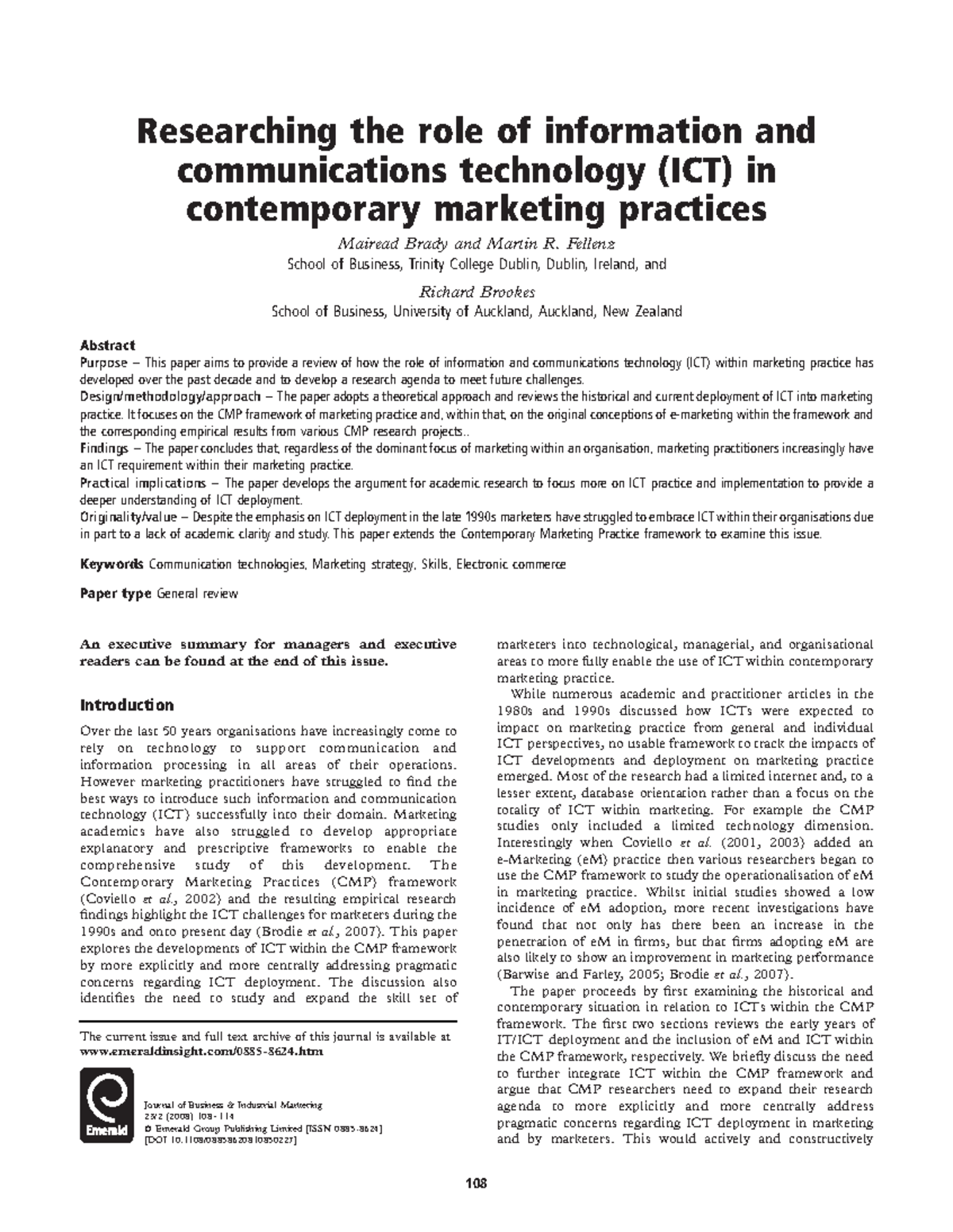 Role of ICT in contemporary Marketing Practices - Researching the role ...