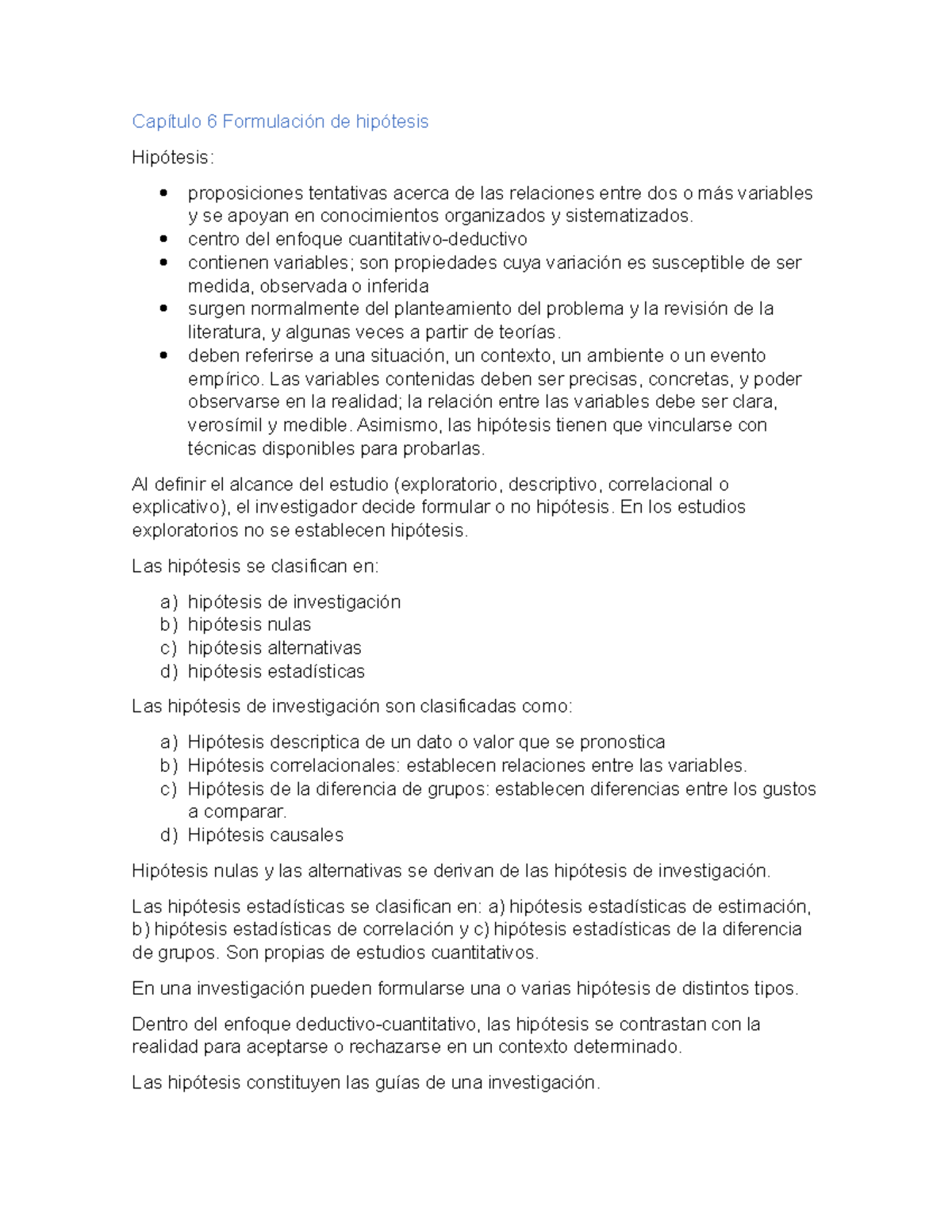 Guía Cuanti. 2do parcial - Capítulo 6 Formulación de hipótesis ...
