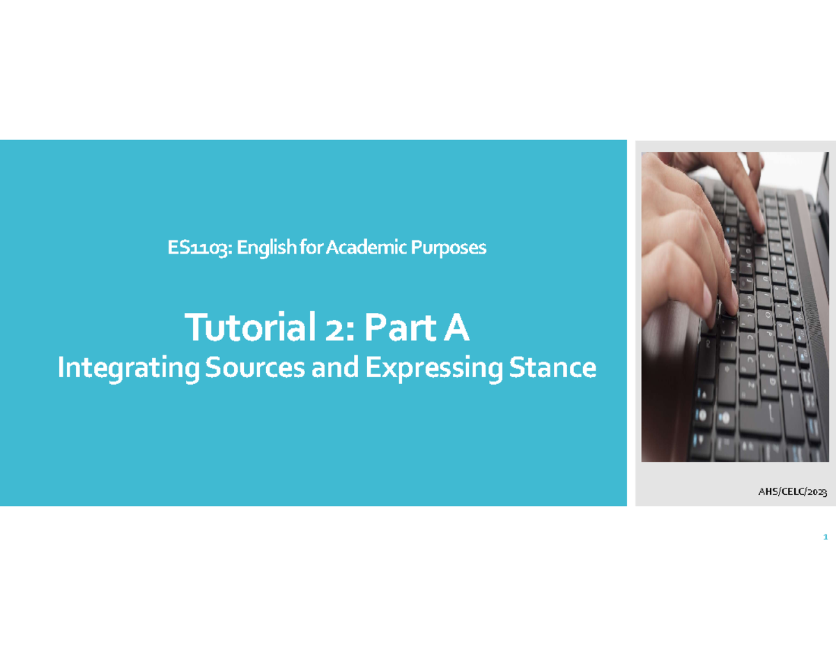 ES1103 Tutorial 2 (Part A) PDF Version - ES1103: English for Academic ...