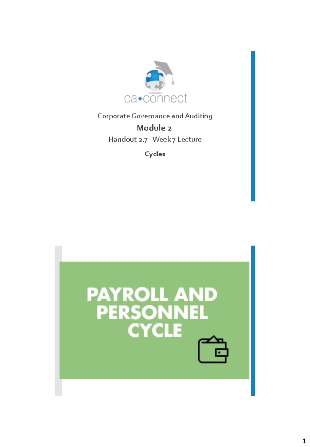Payroll and Finance cycle - Cycles Corporate Governance and Auditing ...