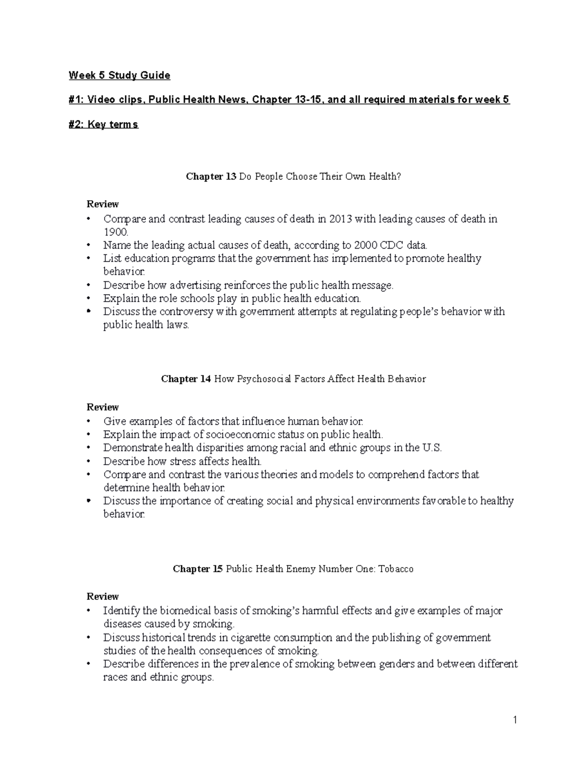 Sample study guide for week 5 PH1 - Week 5 Study Guide #1: Video clips ...