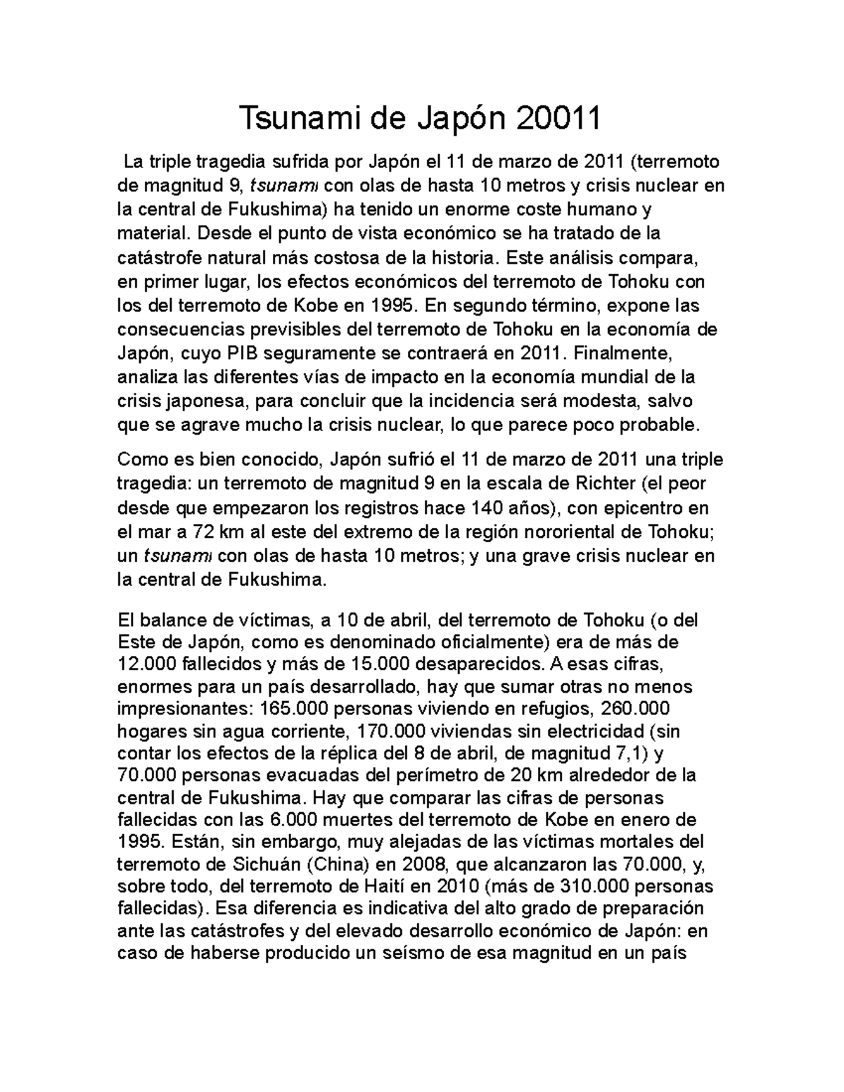 Tsunami de Japón 2001 1 - Es tarea - Tsunami de Japón 20011 La triple ...