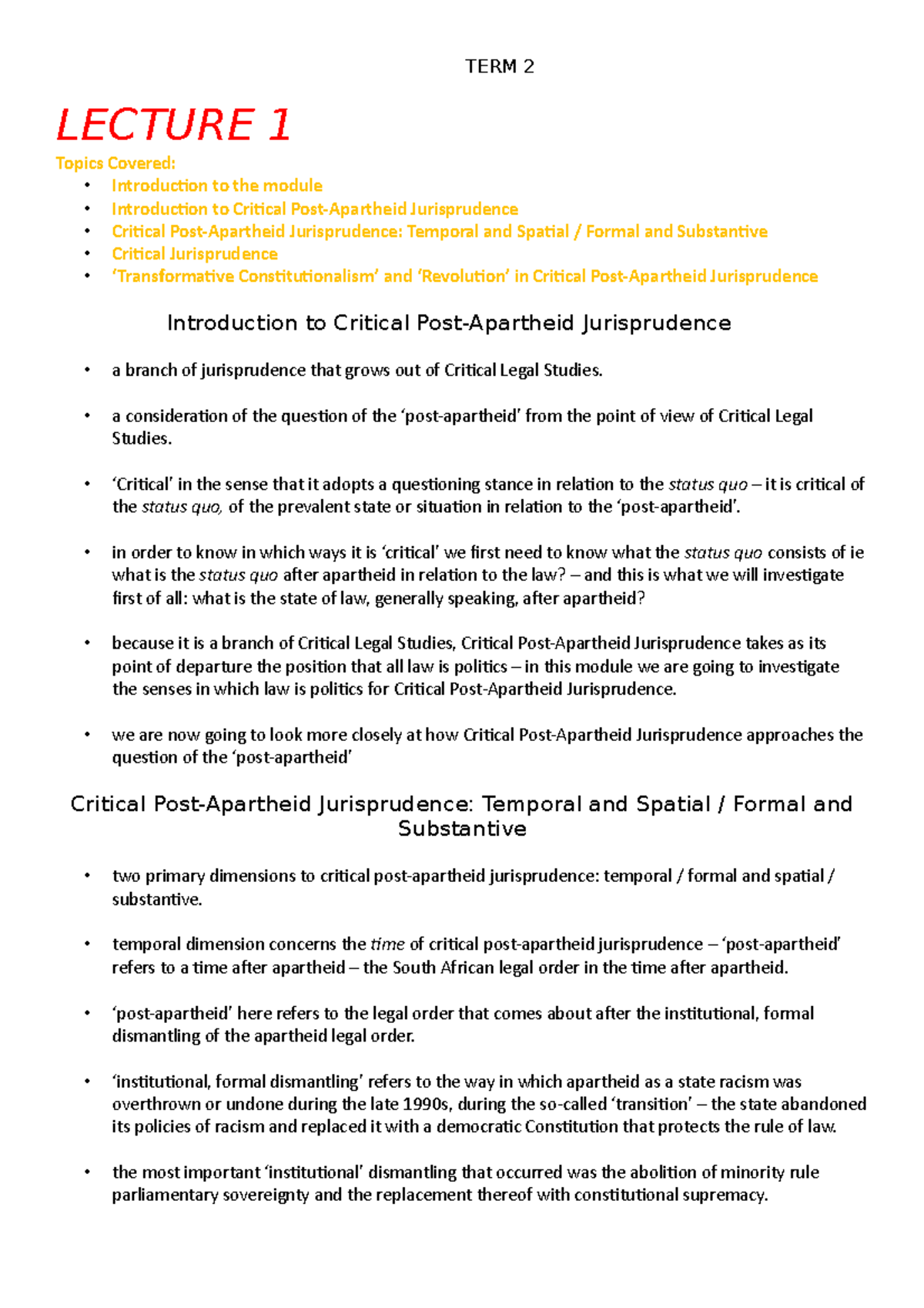 Lecture 1 Term 2 - TERM 2 LECTURE 1 Topics Covered: - Introduction to ...