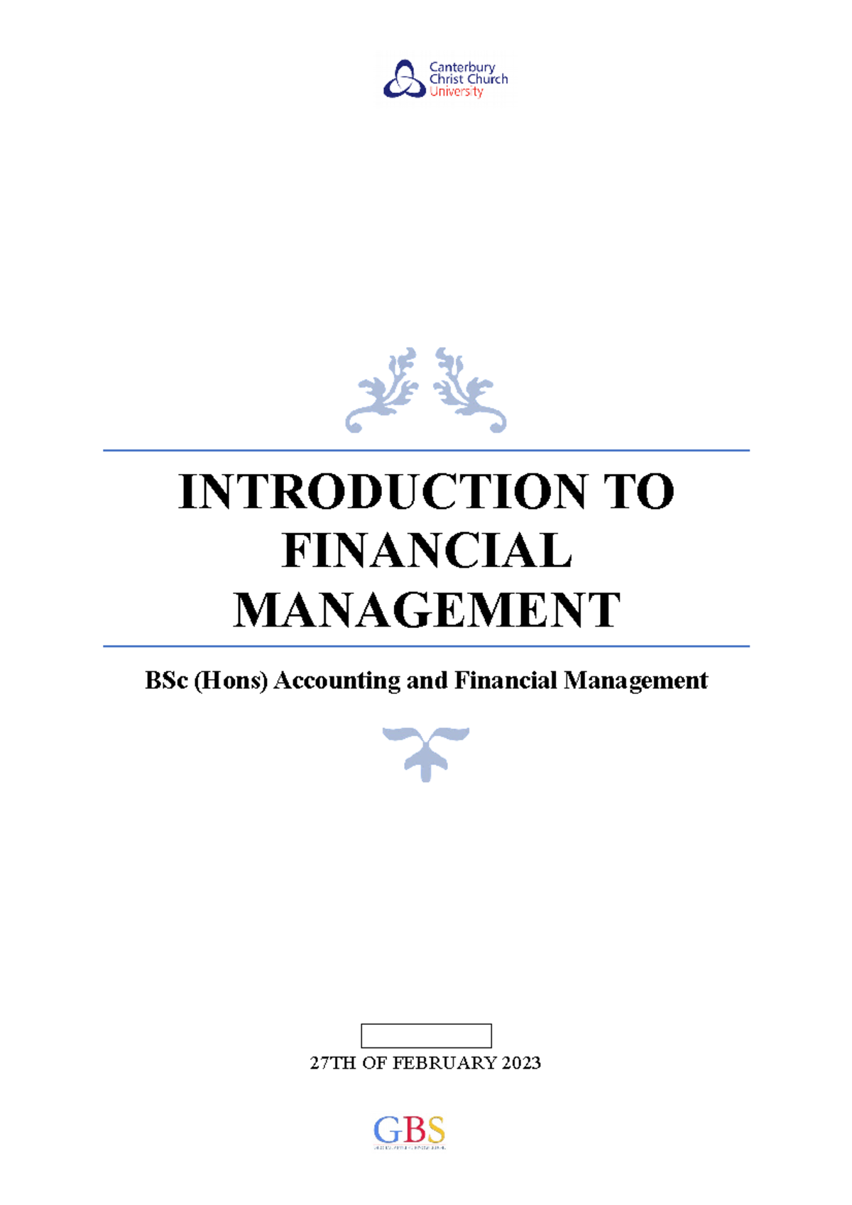 Module 4 Report cover page and Template - INTRODUCTION TO FINANCIAL ...