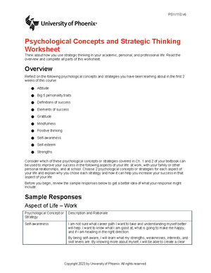 Psy110 v6 wk5 my vision board and reflection worksheet - PSY/110 v My ...