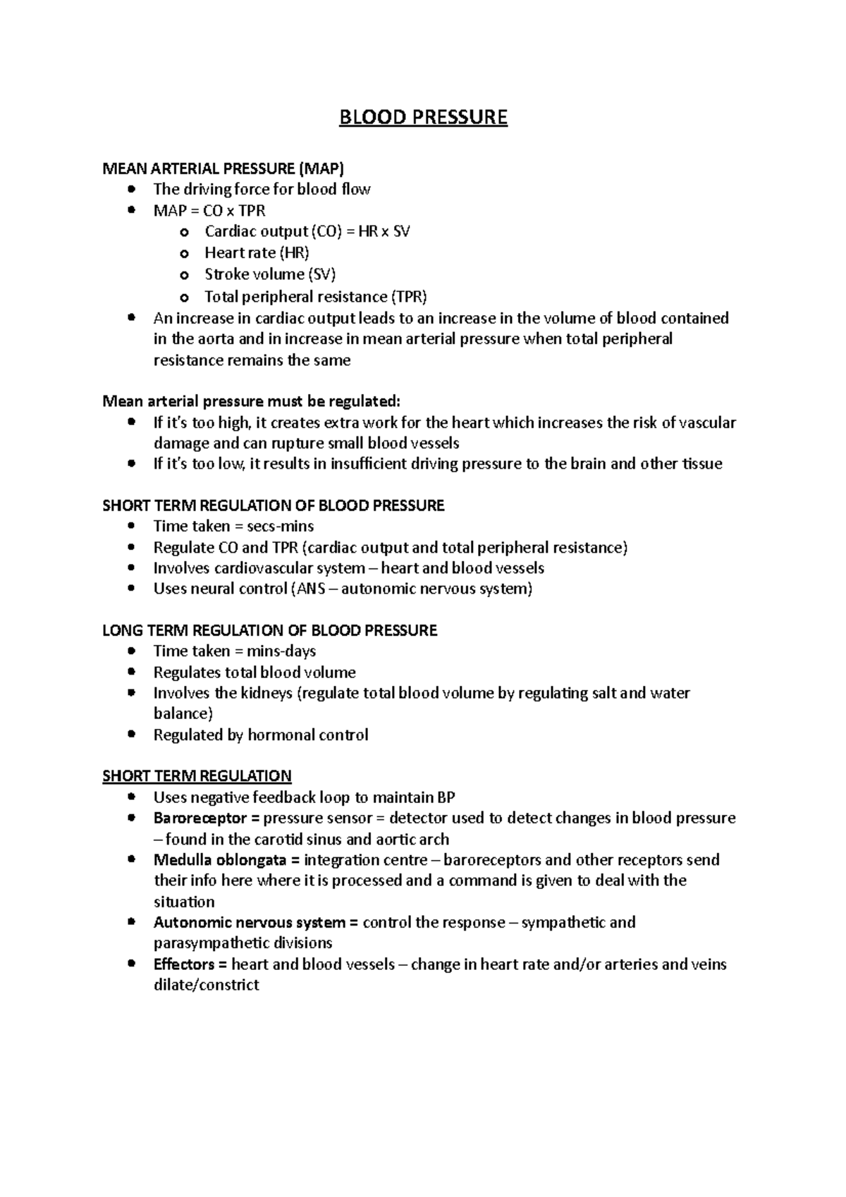 Blood Pressure - Lt 7 - Lecture notes 7 - BLOOD PRESSURE MEAN ARTERIAL ...