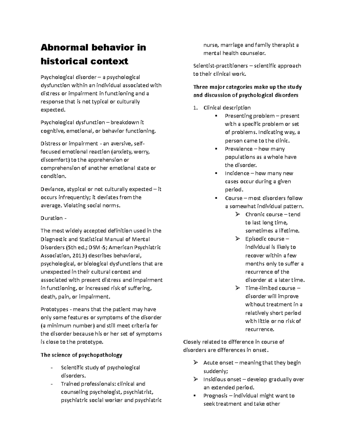 Abnormal behavior in historical context - Abnormal behavior in ...