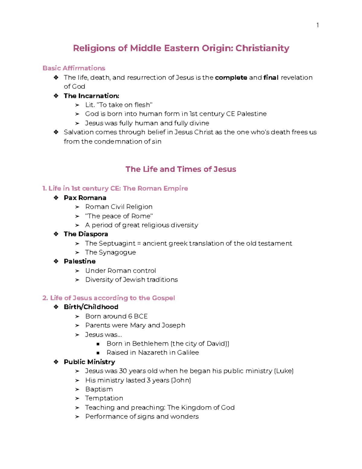 WR Notes TEST 6 ( Final) - Religions of Middle Eastern Origin ...