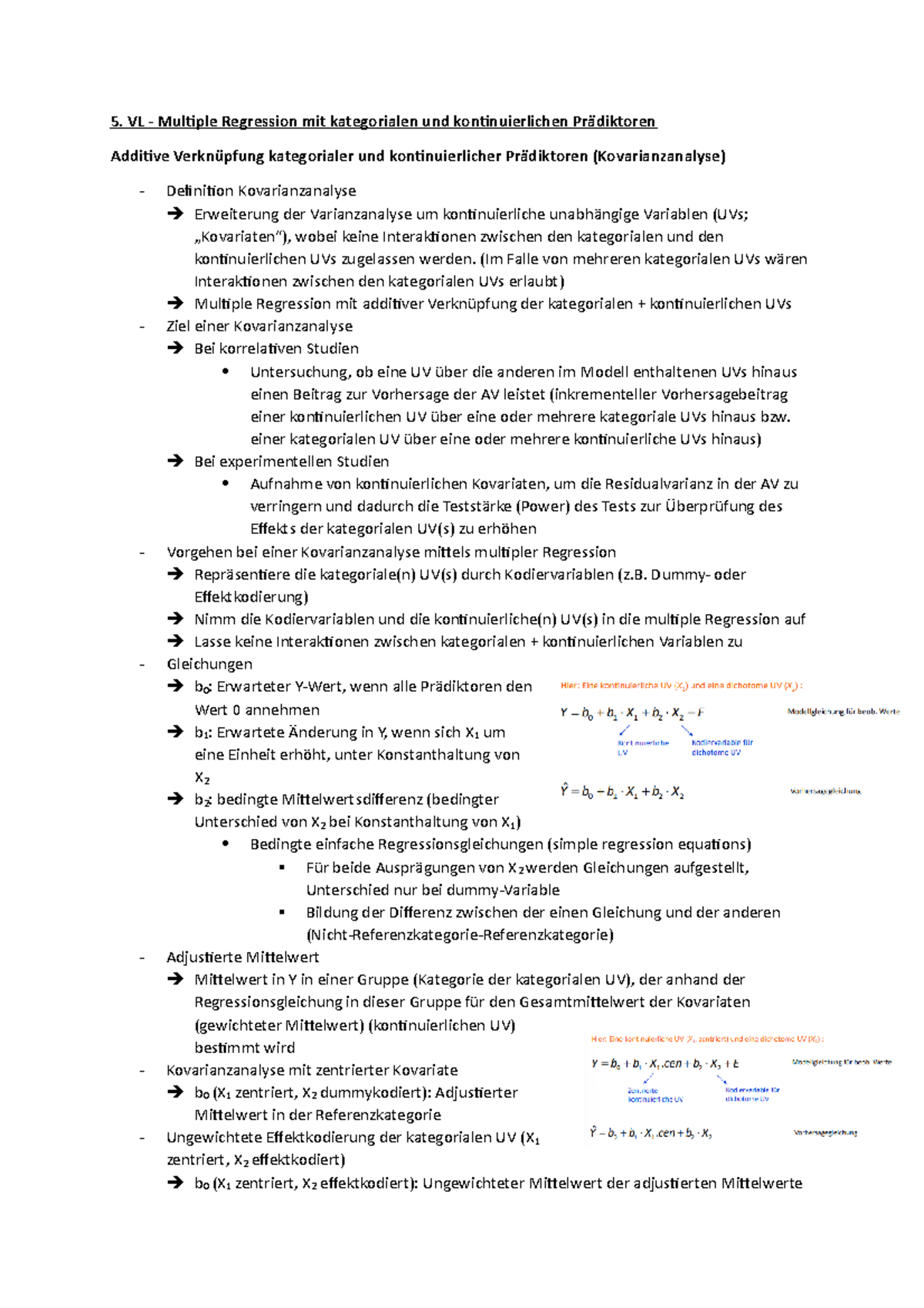 Regression mit kategorialen + kontinuierlichen Prädiktoren - VL - Multiple Regression mit - Studocu