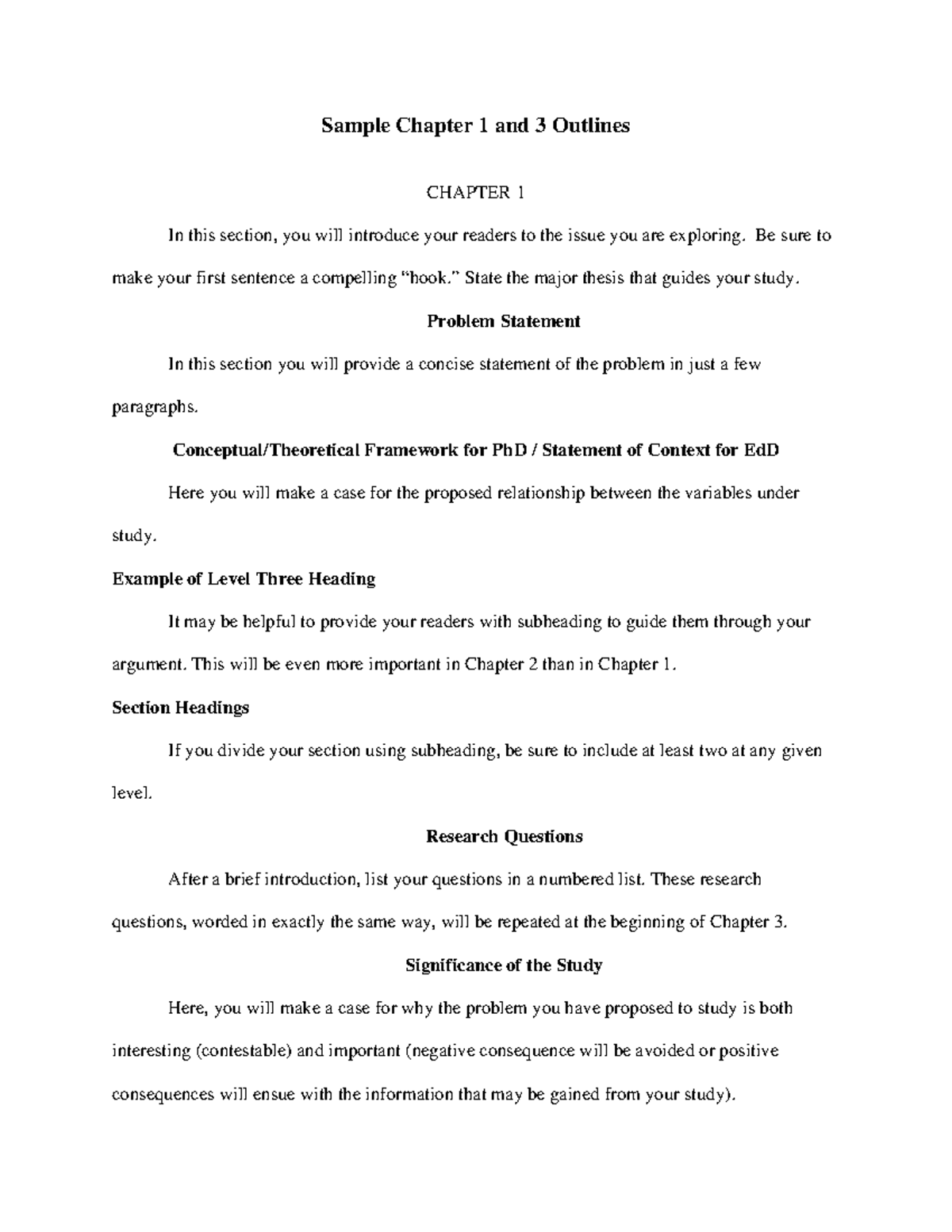 Sample Chapter 1 and 3 Outlines - Sample Chapter 1 and 3 Outlines ...