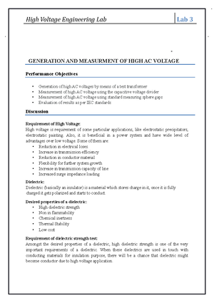 My Lab 11 HV updated - The Given document is the high voltage lab ...