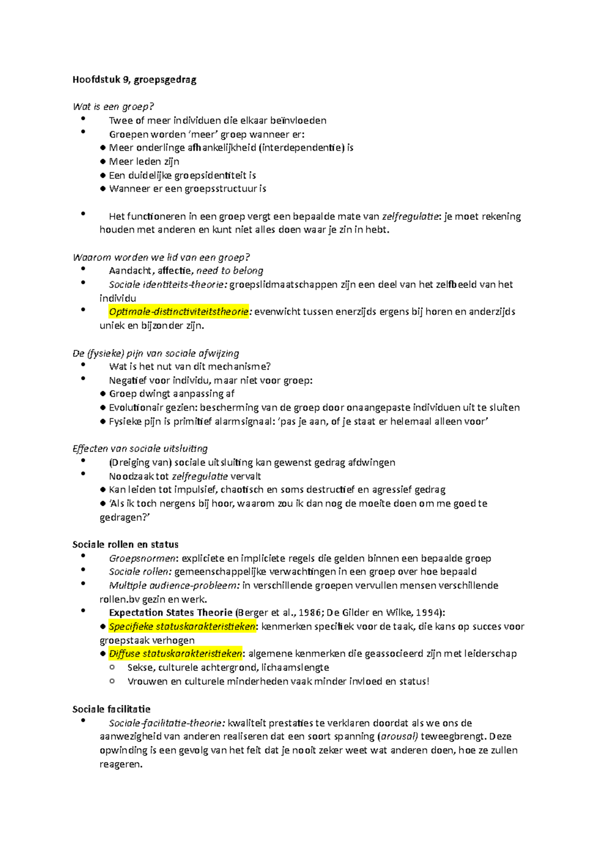 Sociale Psychologie hoofdstuk 9 Groepsgedrag - Hoofdstuk 9 ...