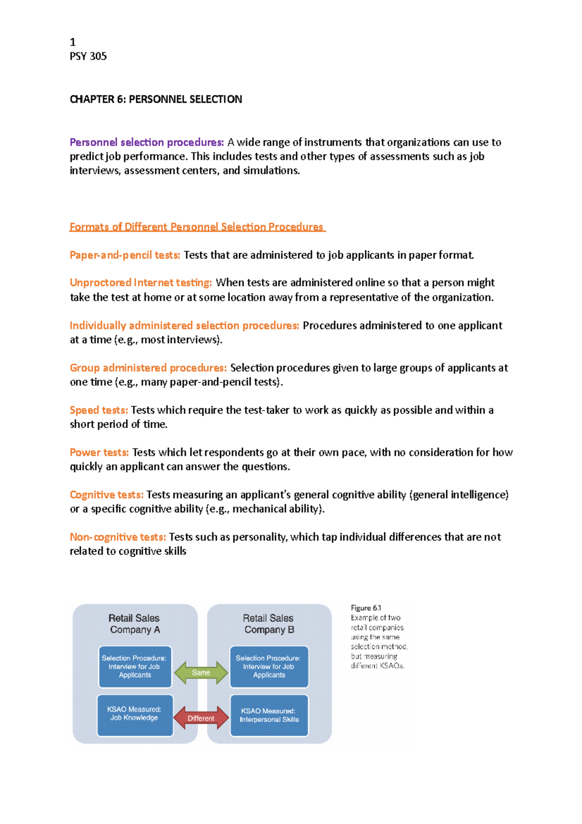 Chapter 6-7 - PSY 305 CHAPTER 6: PERSONNEL SELECTION Personnel ...
