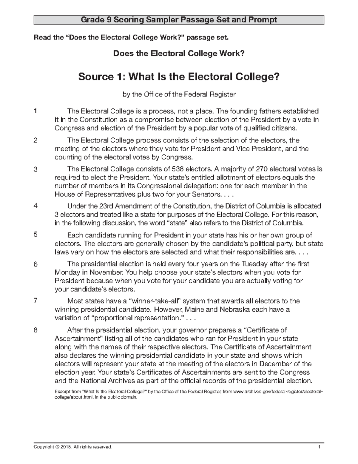 Grade 9 electoral college - Read the “Does the Electoral College Work ...