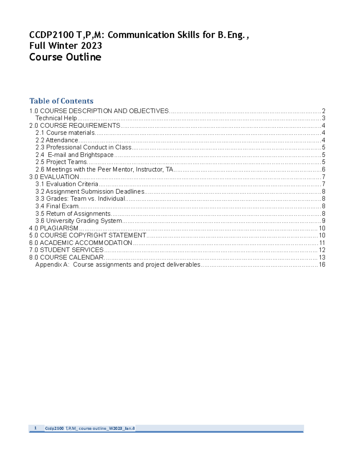 Course Outline CCDP2100 TPM W23 - CCDP2100 T,P,M: Communication Skills ...
