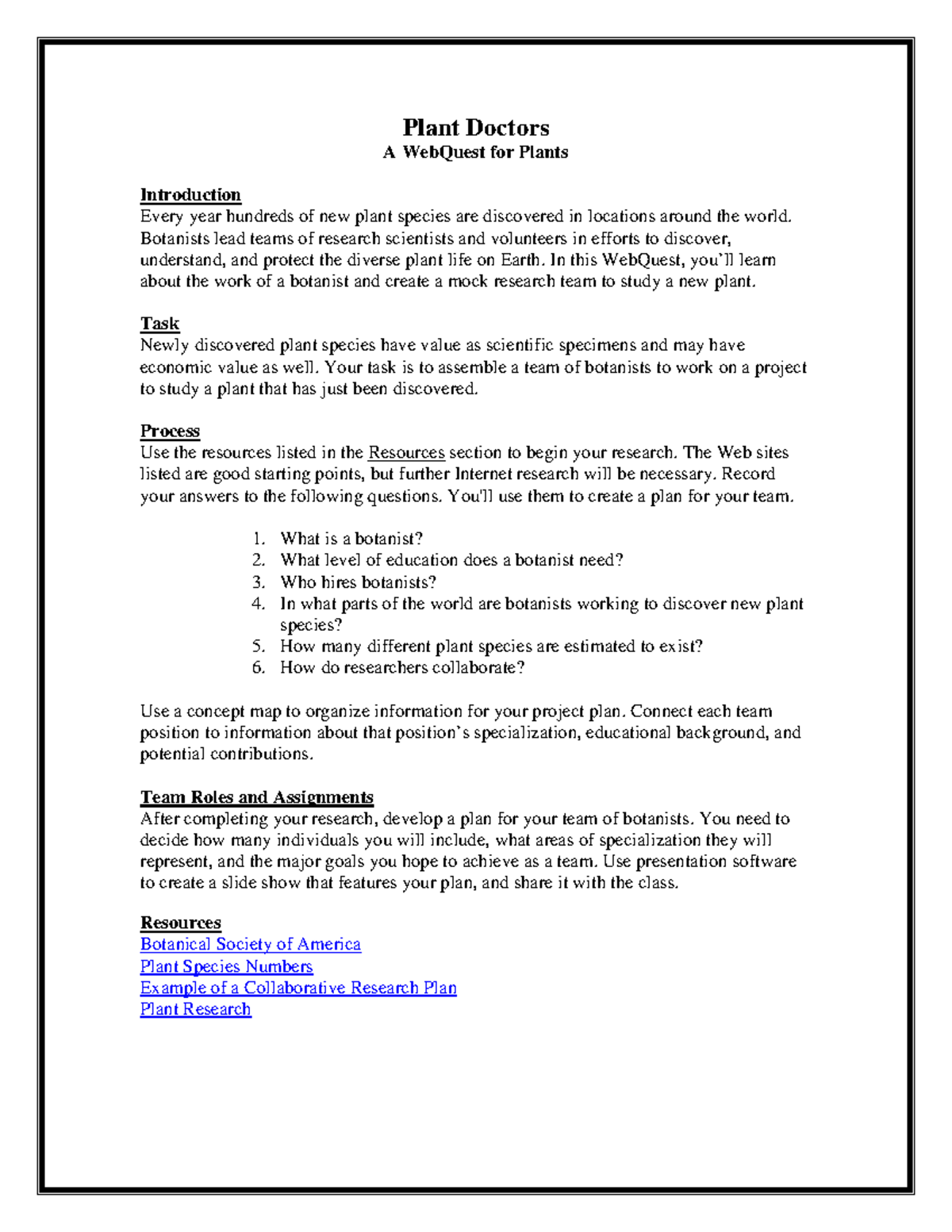 Plant Doctors - N/A - Plant Doctors A WebQuest for Plants Introduction ...